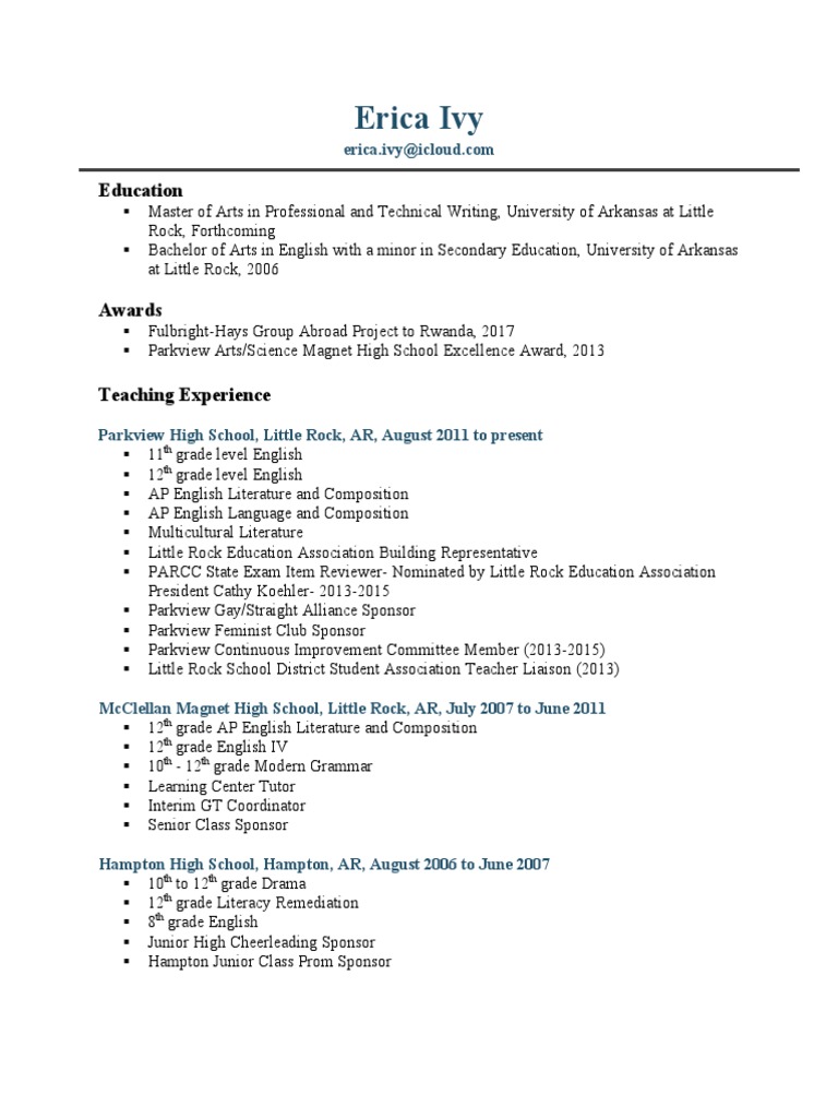 Final CV Erica Ivy | PDF