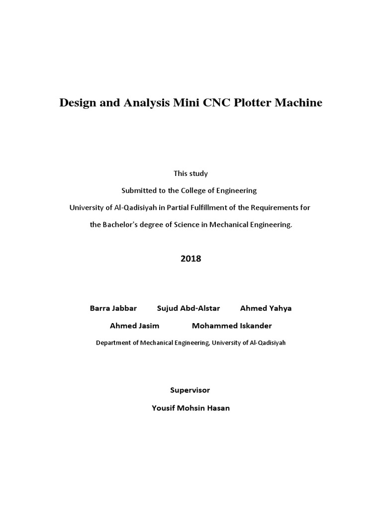Design And Analysis Mini Cnc Plotter Machine Pdf Numerical Control Arduino 