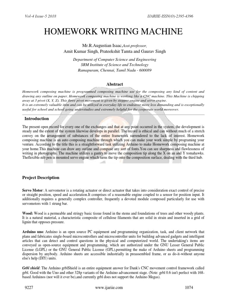 Homework Writing Machine: Mr.R.Augustian Isaac, Amit Kumar Singh ...