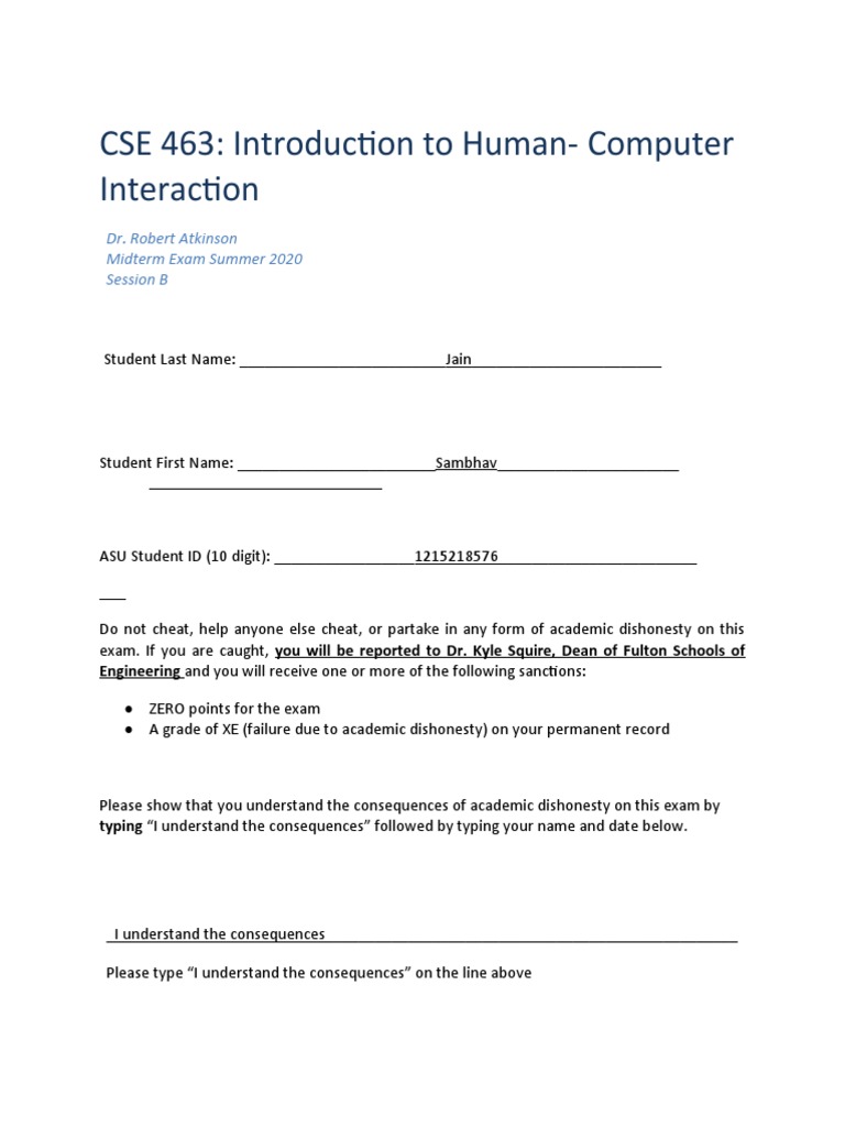 CSE 463 - Midterm (Summer 2020 Session B) | PDF | Schema (Psychology) | Memory