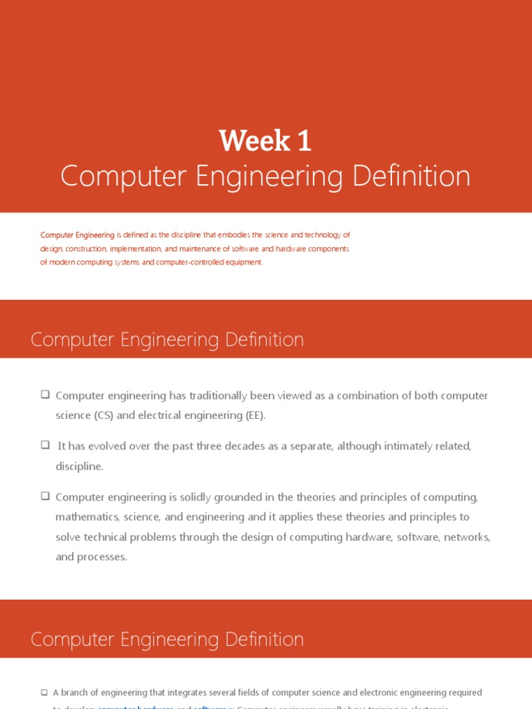 Week 1 Computer Engineering Definition Pdf Computer Engineering Computing