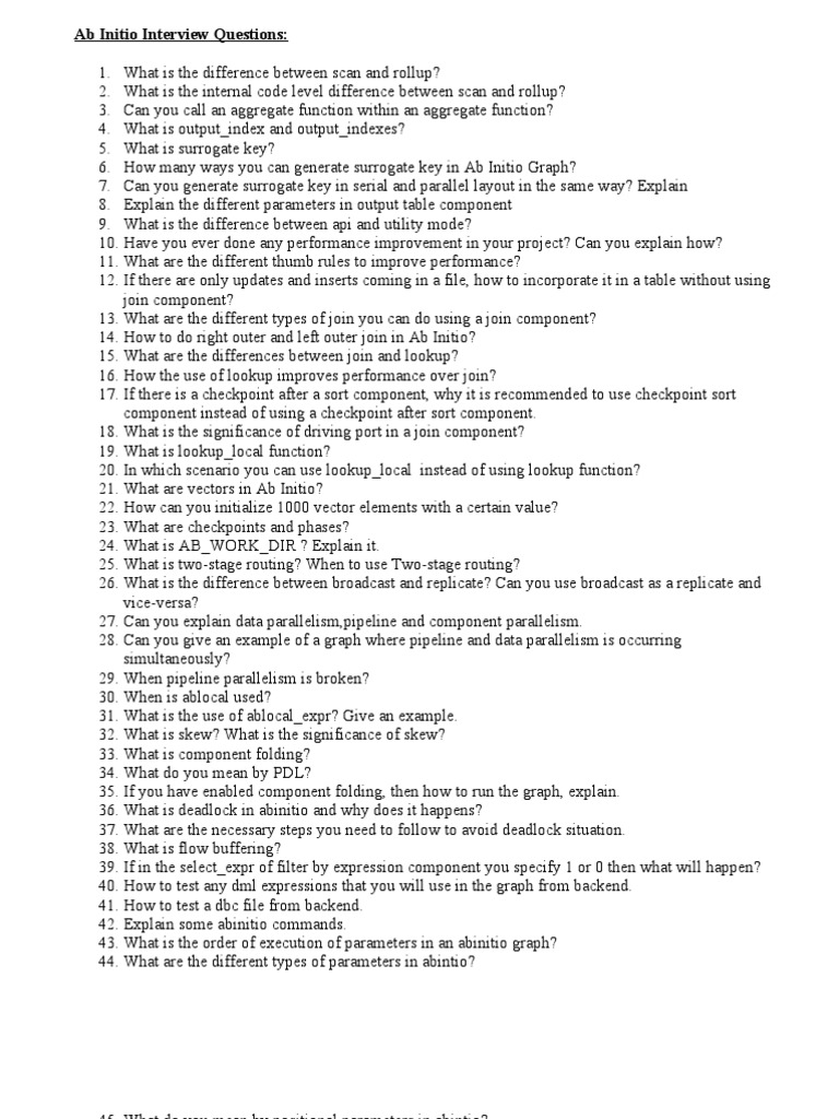 Ab Initio Interview Questions | PDF | Computer Programming | Data Management