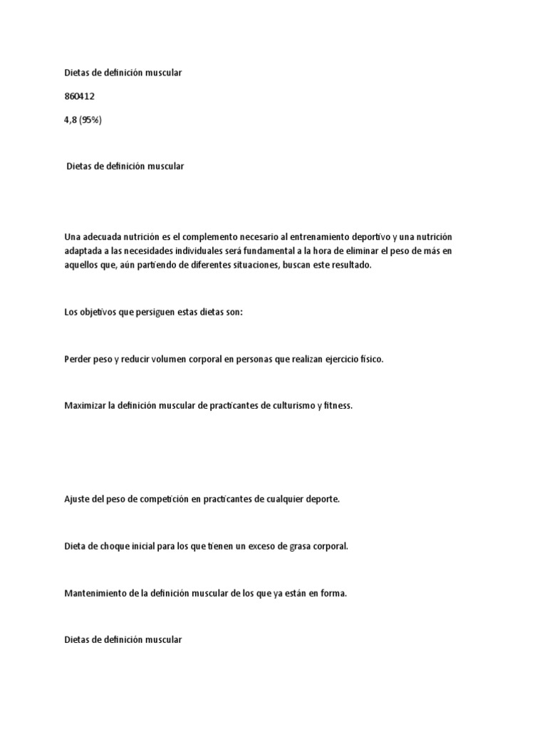 Dietas Efectivas para Definición Muscular | PDF | Salud y bienestar ...