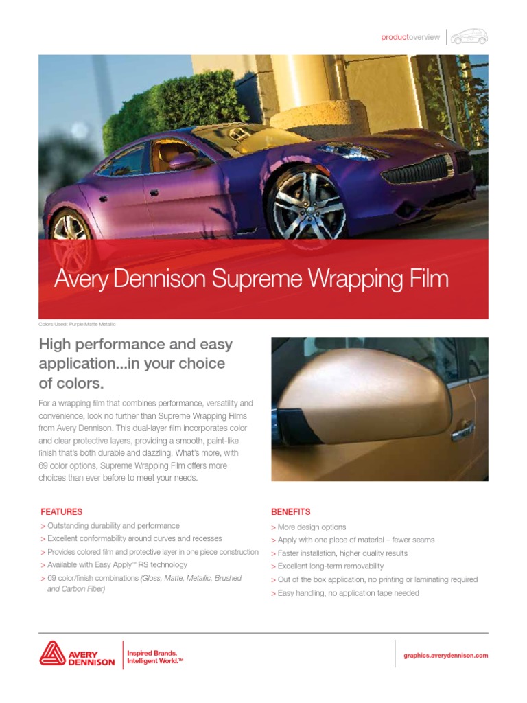 Avery Dennison Supreme Wrapping Film: High Performance and Easy ...