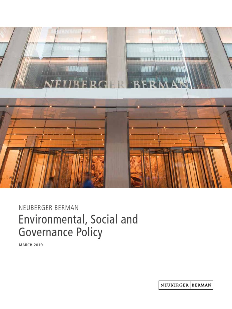 Neuberger Berman Environmental-Social-and-Governance Policy | PDF | Investing | Private Equity