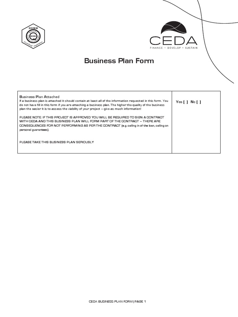 Ceda Business Plan Form | PDF | Balance Sheet | Stocks