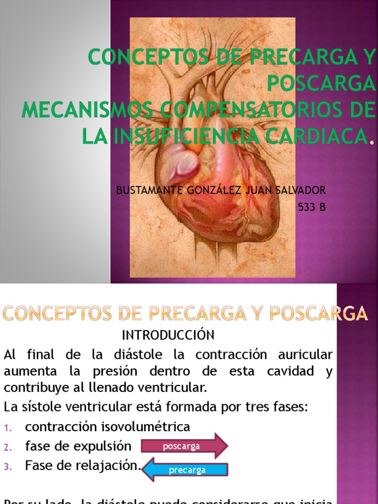 Conceptos de Precarga y Poscarga PDF | PDF | Angiotensina | Corazón