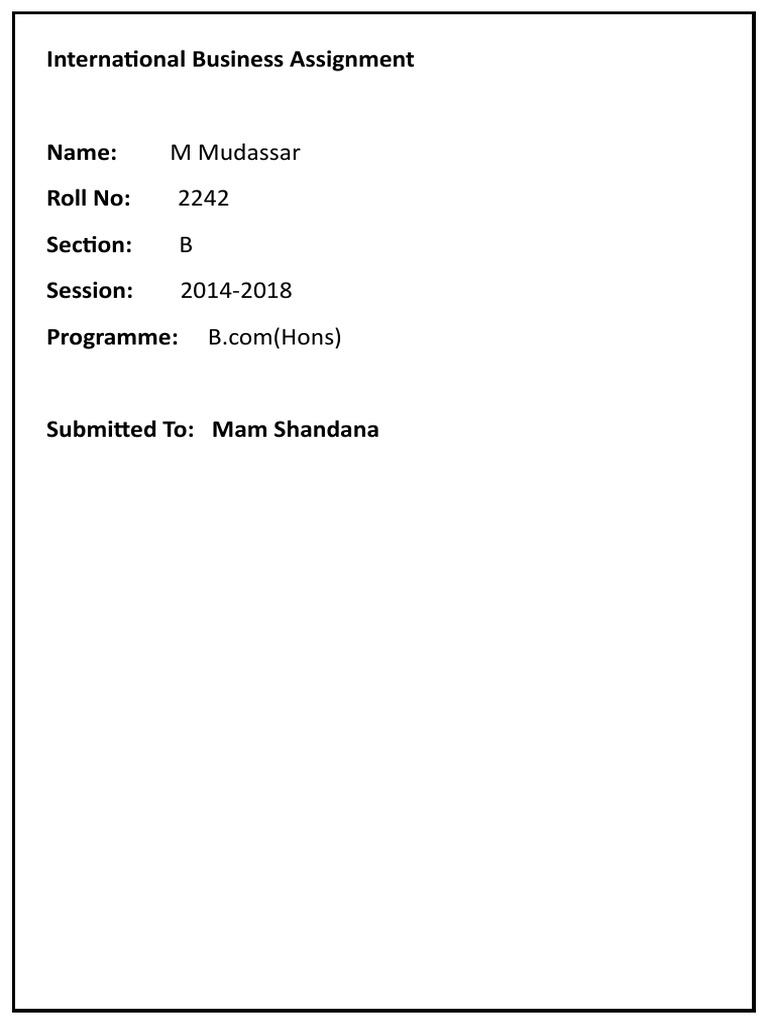 International Business Assignment | PDF | Business