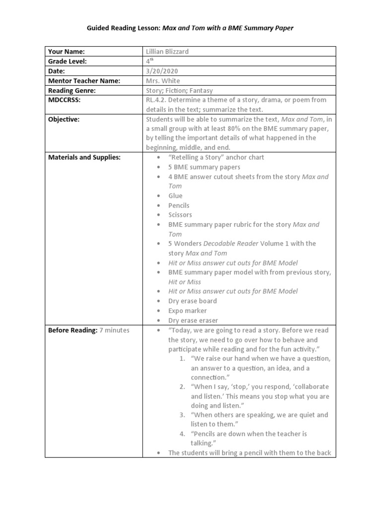 Signature Assessment Lesson Plan Template Guided Reading Lesson | PDF