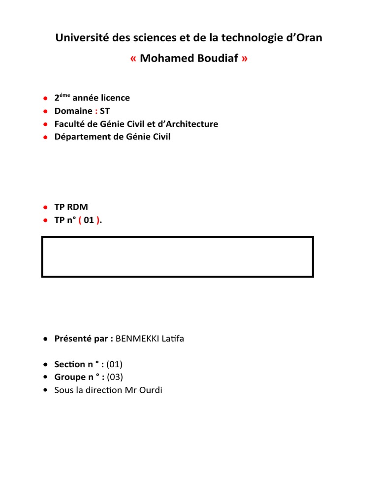TP RDM Flexion - Université Oran | PDF | Art | Technologie et ingénierie