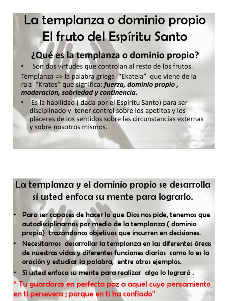 La Templanza o Dominio Propio | PDF | Mente | Oración