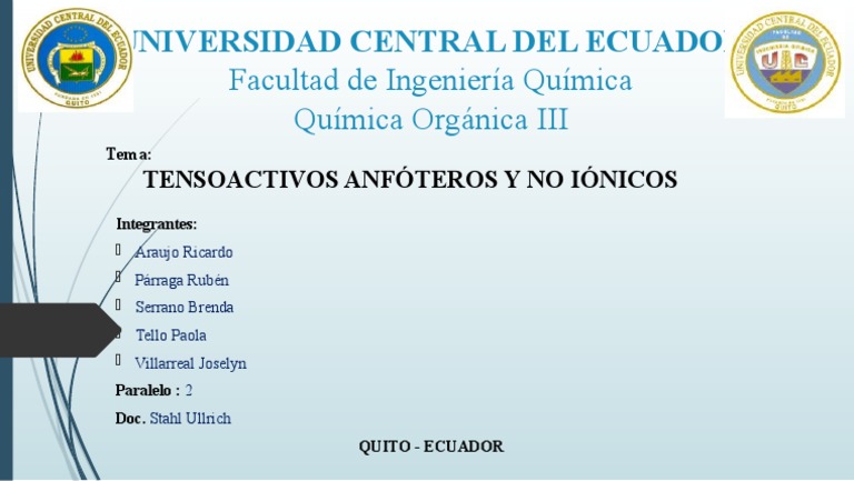 Tensoactivos No Ionicos y Anfoteros | PDF