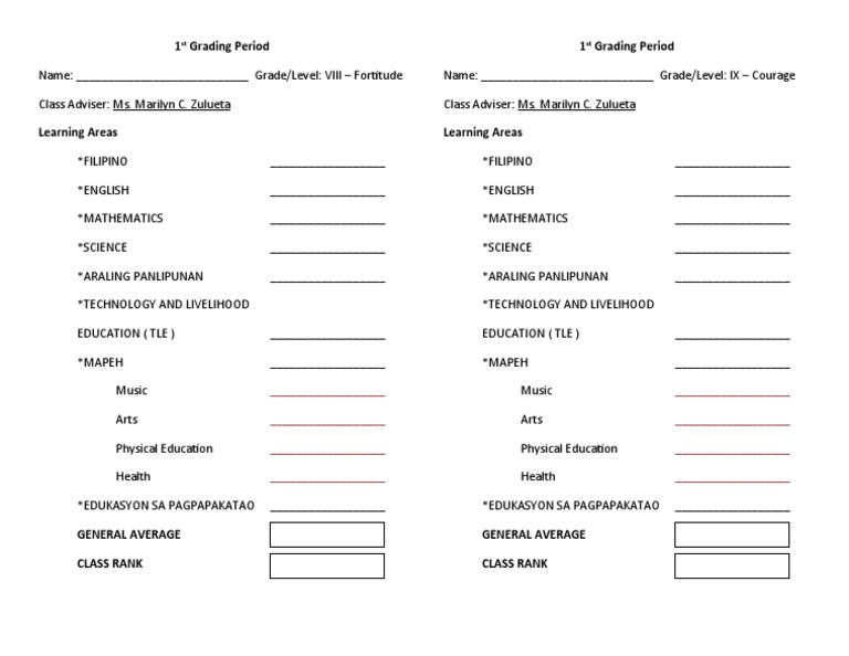 1 Grading Period 1 Grading Period: ST ST | PDF