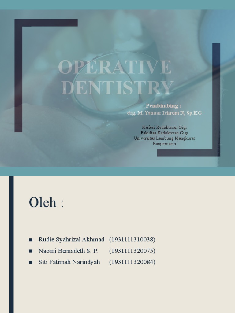 OPERATIVE Dentistry | PDF