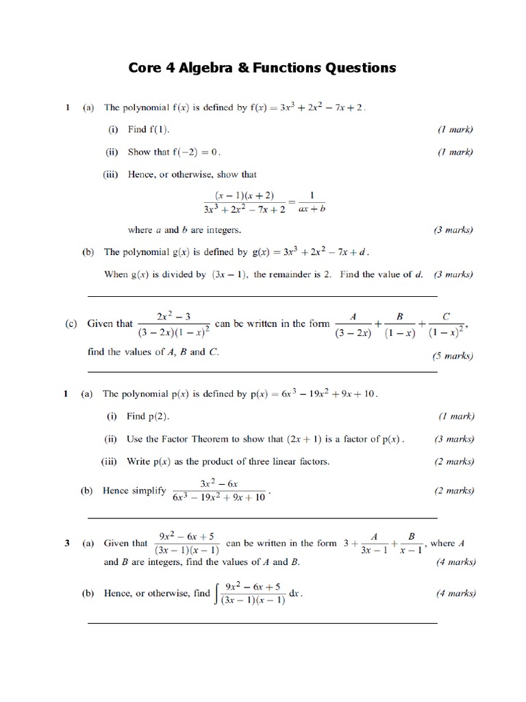 C4 Algebra & Functions PDF | PDF