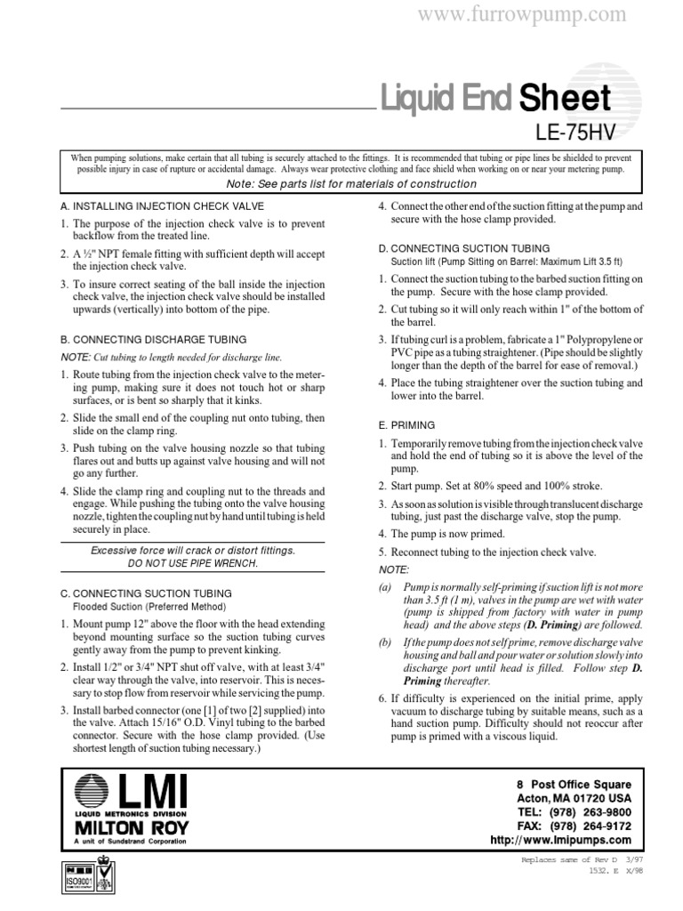 Liquid End Liquid End Liquid End Liquid End Liquid End: Sheet Sheet ...