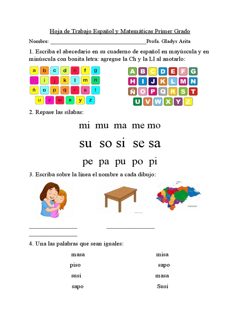 Hojas De Trabajo De Matemáticas Básicas Comunes Para Primer Grado
