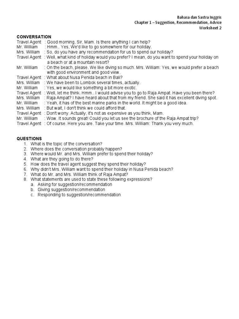 Suggestion Recommendation - WORKSHEET 2 | PDF