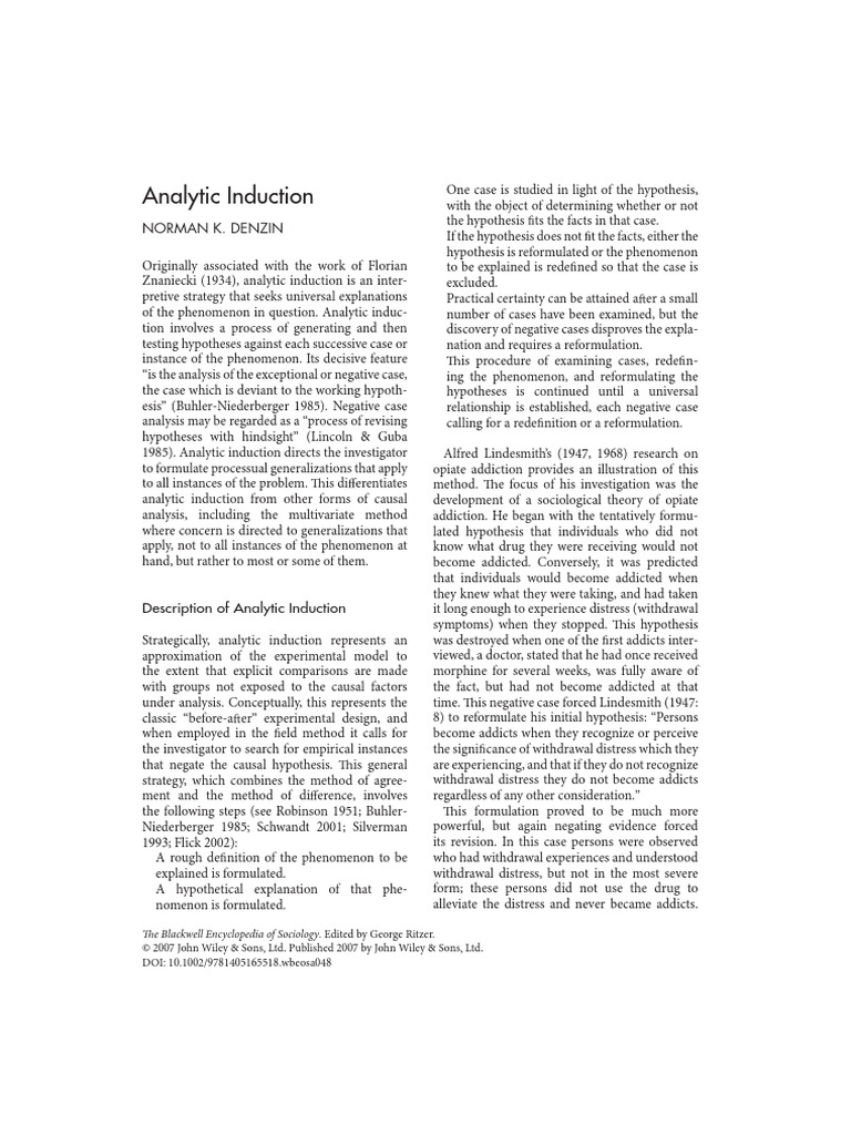 Analytic Induction, Norman K. Denzin | PDF | Hypothesis | Inductive ...