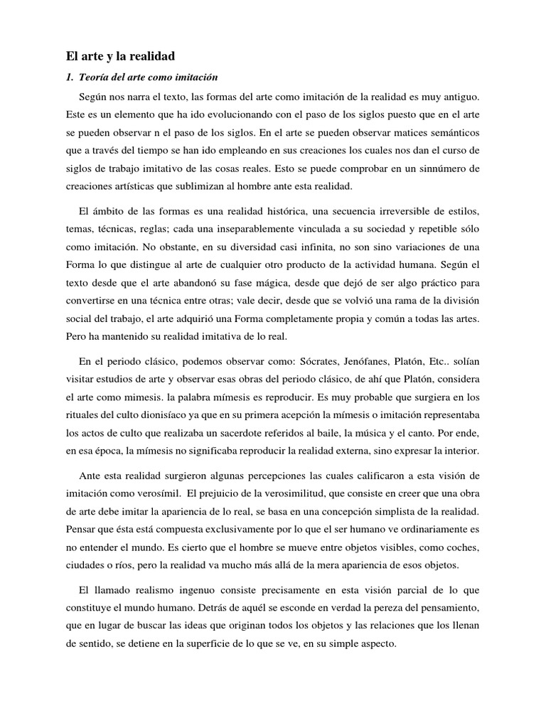 El Arte y La Realidad | PDF | Los símbolos | Esencia