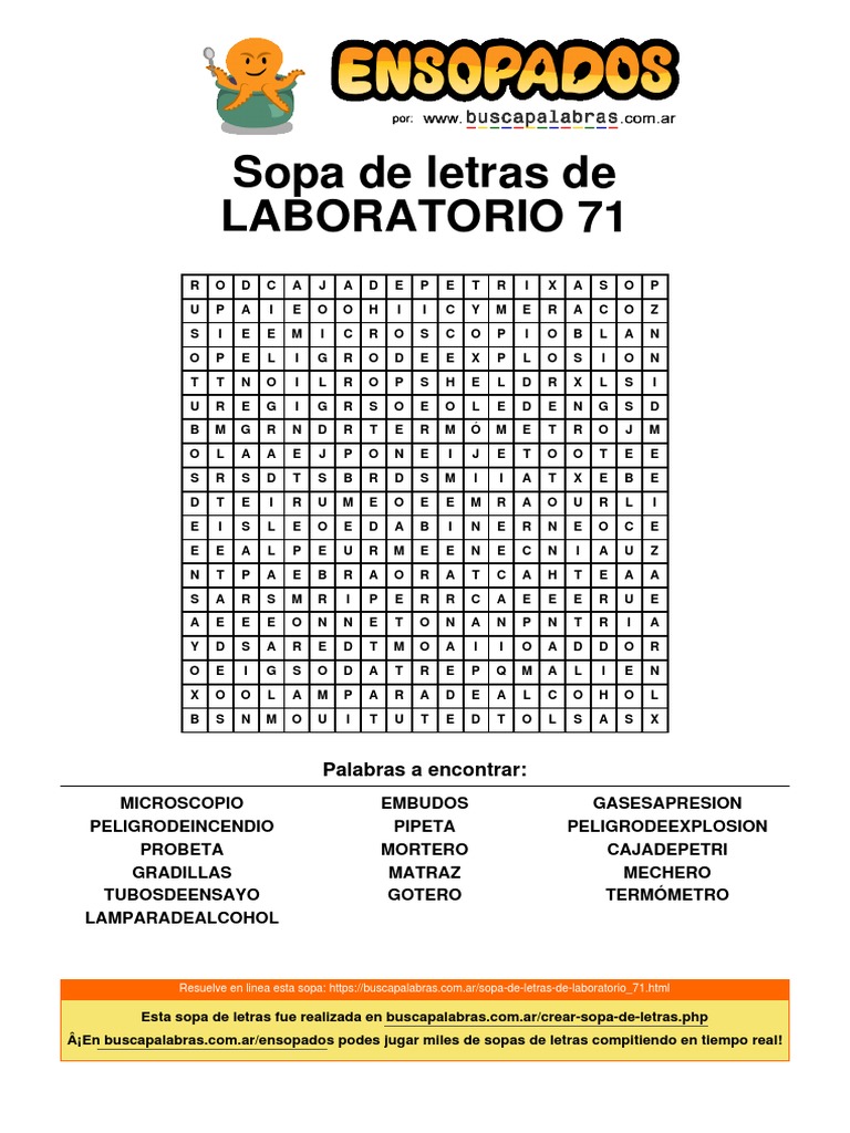 Sopa de Letras de Laboratorio - 71 | PDF