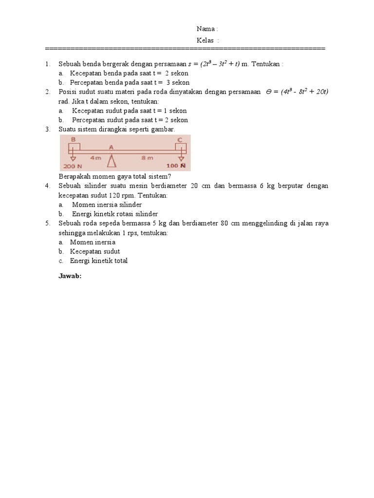 Latihan Soal Gerak Translasi Dan Rotasi | PDF