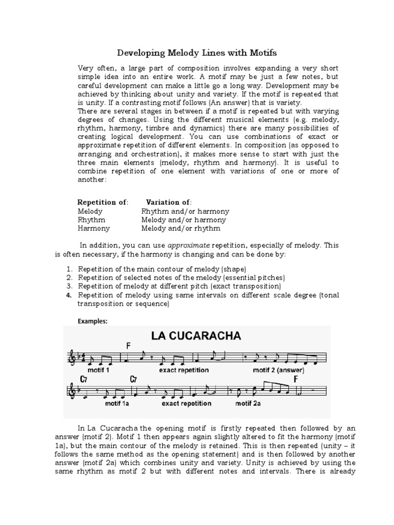 Developing Melody Lines With Motifs | PDF | Melody | Variation (Music)