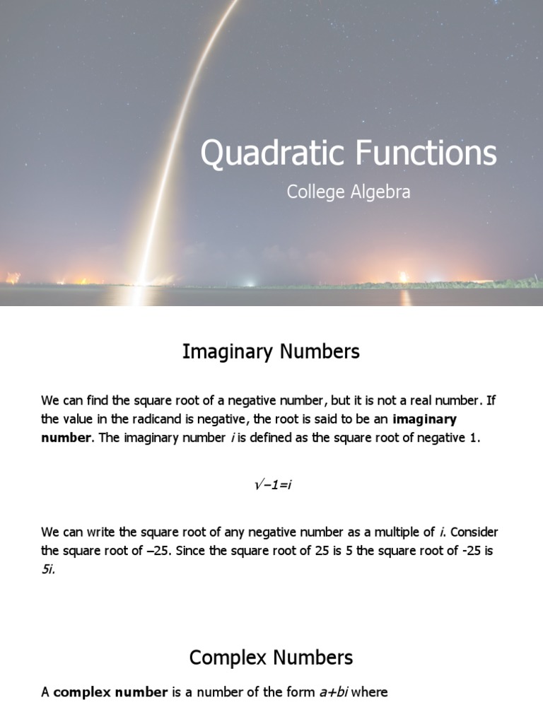 Quadratic Functions: College Algebra | PDF | Quadratic Equation ...