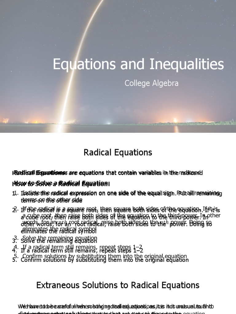 Equations and Inequalities: College Algebra | PDF | Equations ...
