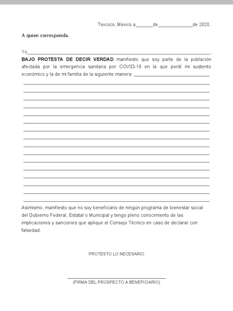 Carta Bajo Protesta | PDF