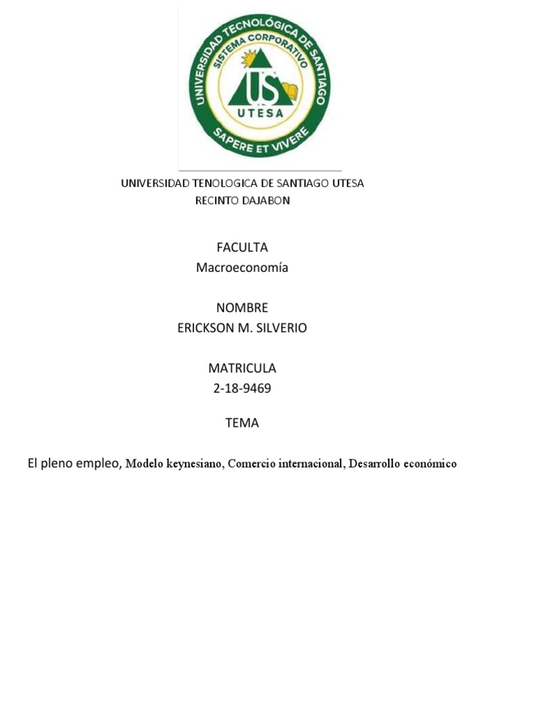 El Pleno Empleo y su Impacto Económico | PDF | Empleo pleno ...