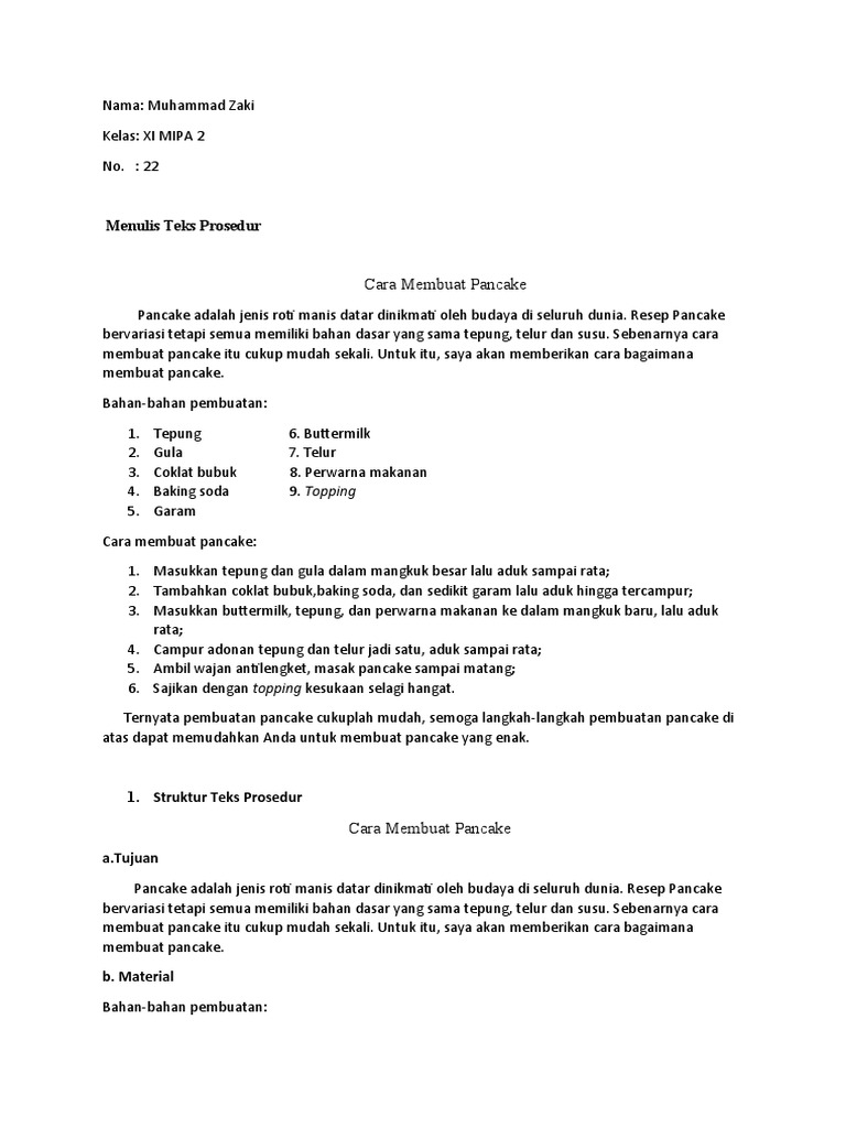Menulis Teks Prosedur-M. Zaki-XIA2 | PDF