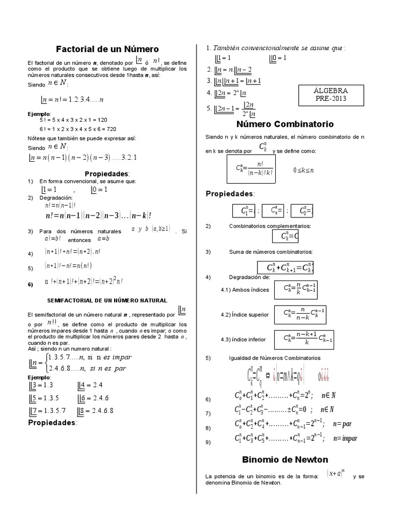 Factorial de Un Número | PDF | Multiplicación | Álgebra
