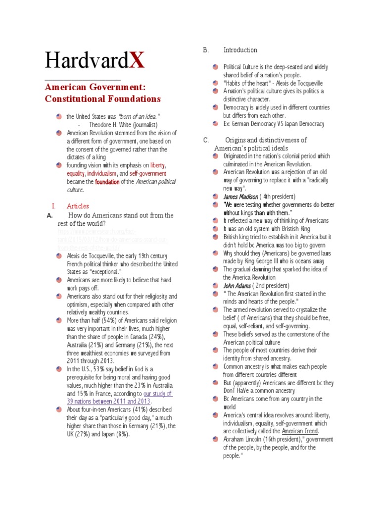 Hardvard: American Government: Constitutional Foundations | PDF | The ...
