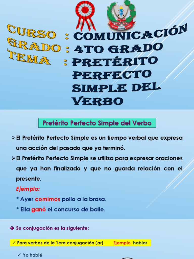 4° Pretérito Perfecto Simple Del Verbo - T2 | PDF
