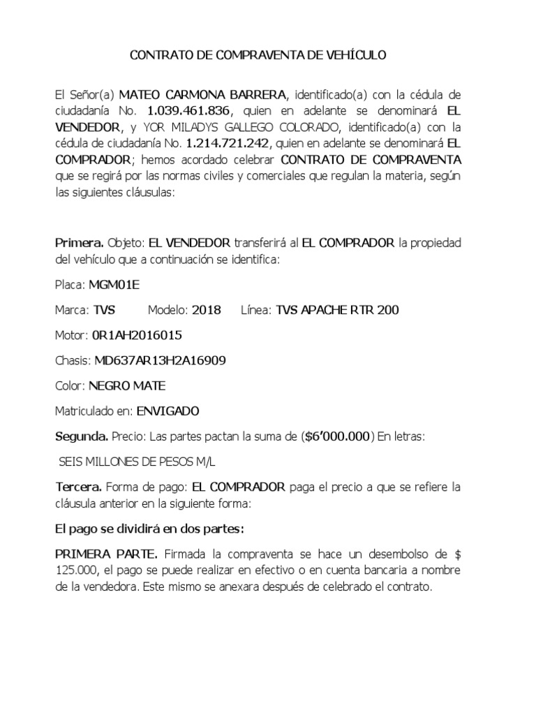 FORMATO Compraventa | PDF