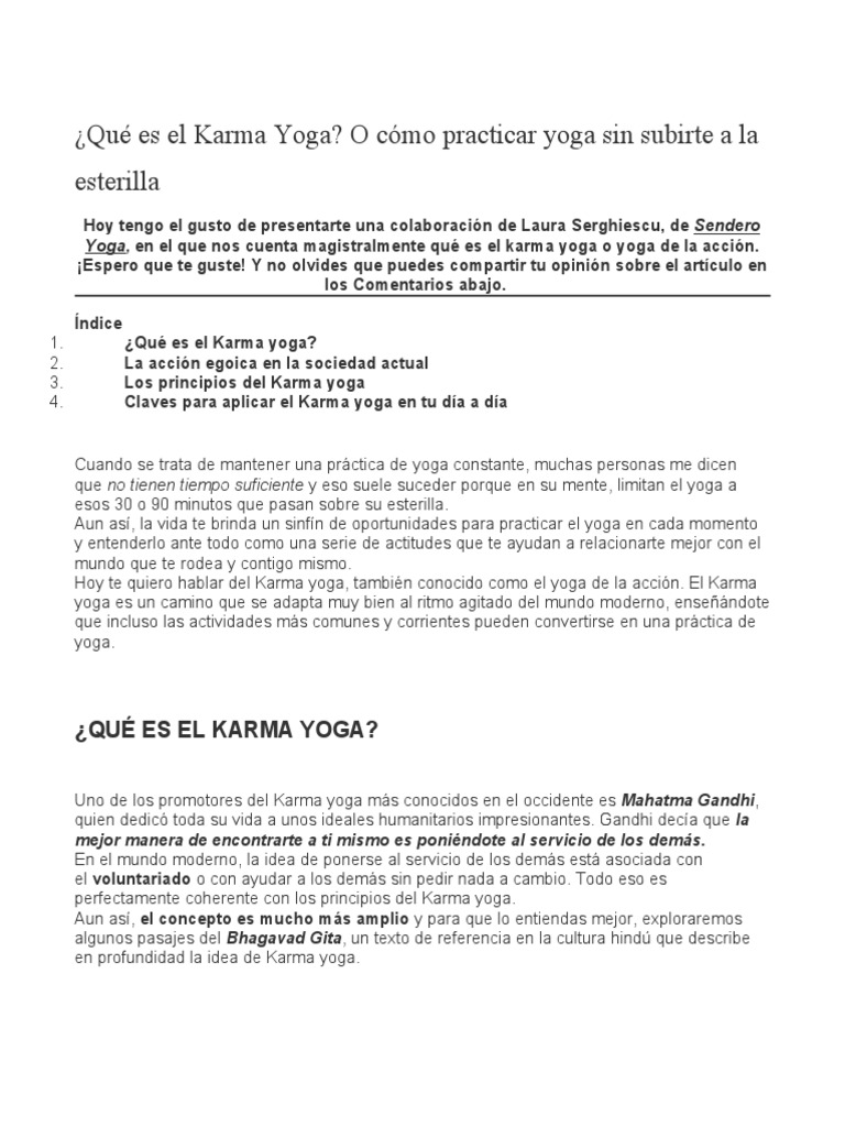 Qué Es El Karma Yoga | PDF | Karma | Yoga
