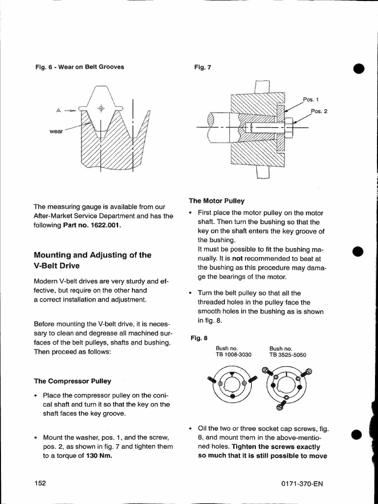 Fig. 6 - Wear On Belt Grooves Fig. 7: Mounting and Adjusting of The V ...