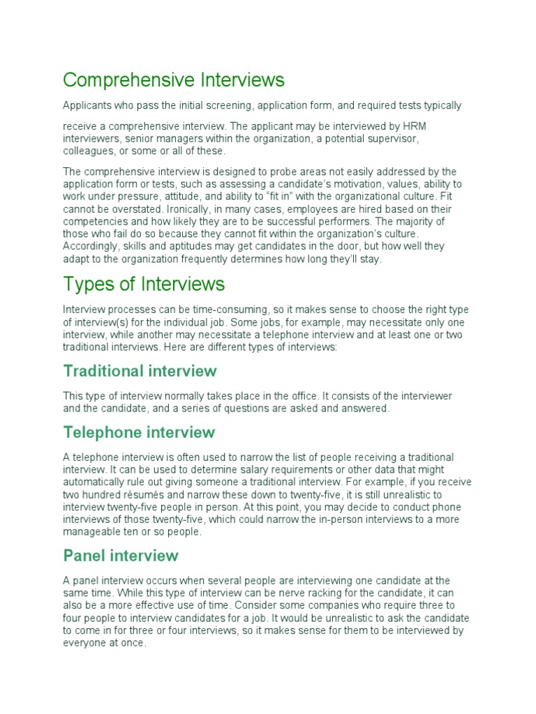 6.1comprehensive Interviews | PDF | Interview | Competence (Human ...