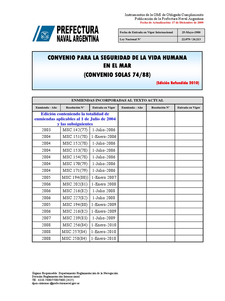 SOLAS 74 (Edición Consolidada 2010) | PDF | Tratado | Gobierno