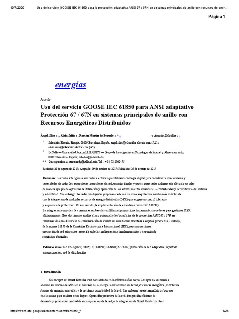 Goose Iec 61850 Ansi 67 67n Pdf Red Inteligente Red De Computadoras