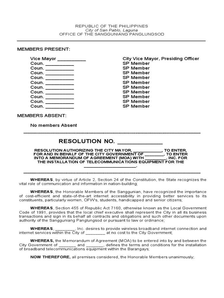 Sample Resolution For Internet Access in City | PDF | Government | Justice