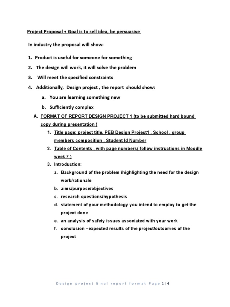 FORMAT OF FINAL DESIGN PROJECT 1 REPORT - Dga | PDF | Design | Inquiry