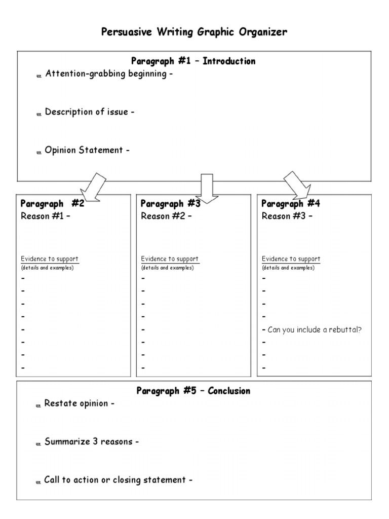 A Framework for Persuasive Writing: An Outline and Graphic Organizers ...