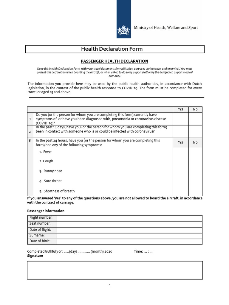 Traveller Public Health Declaration | PDF | Law | Science & Mathematics