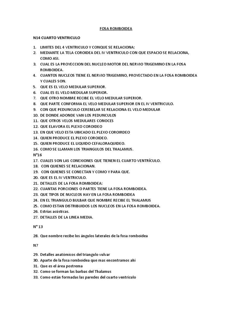 Fosa Romboidea | PDF | Cerebelo | Neurociencia