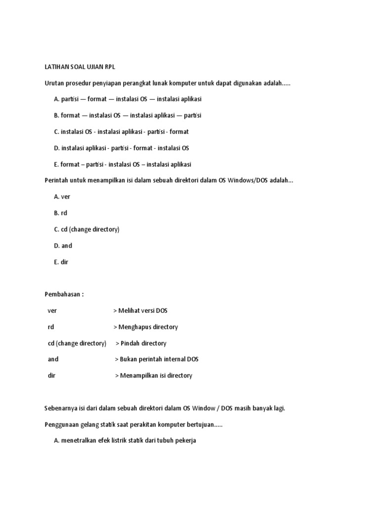 Latihan Soal RPL | PDF | Metode & Bahan Ajar | Komputer
