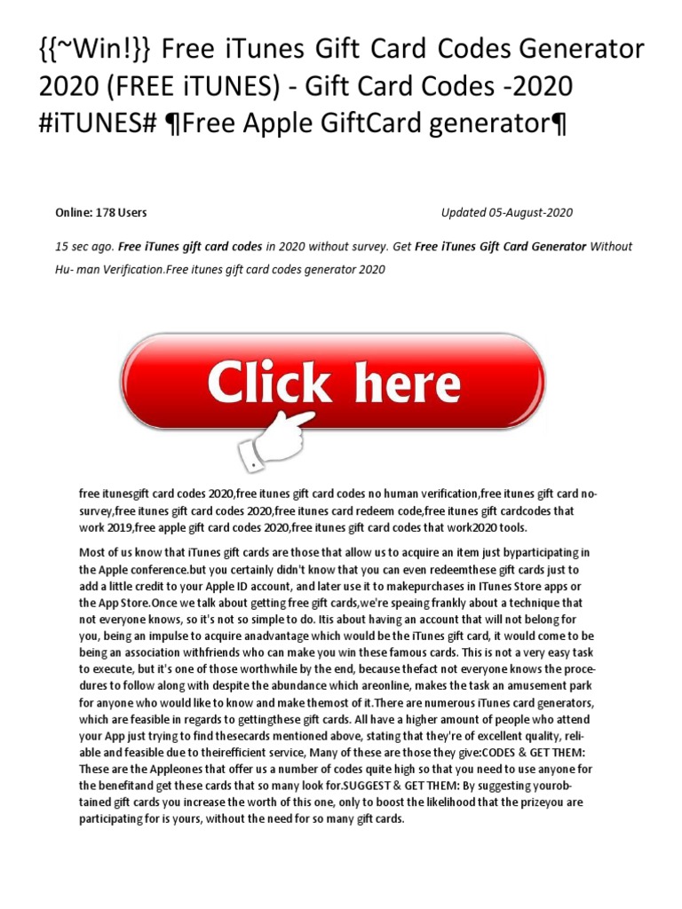 Win!) ) Free Itunes Gift Card Codes Generator 2020 (Free Itunes) - Gift ...