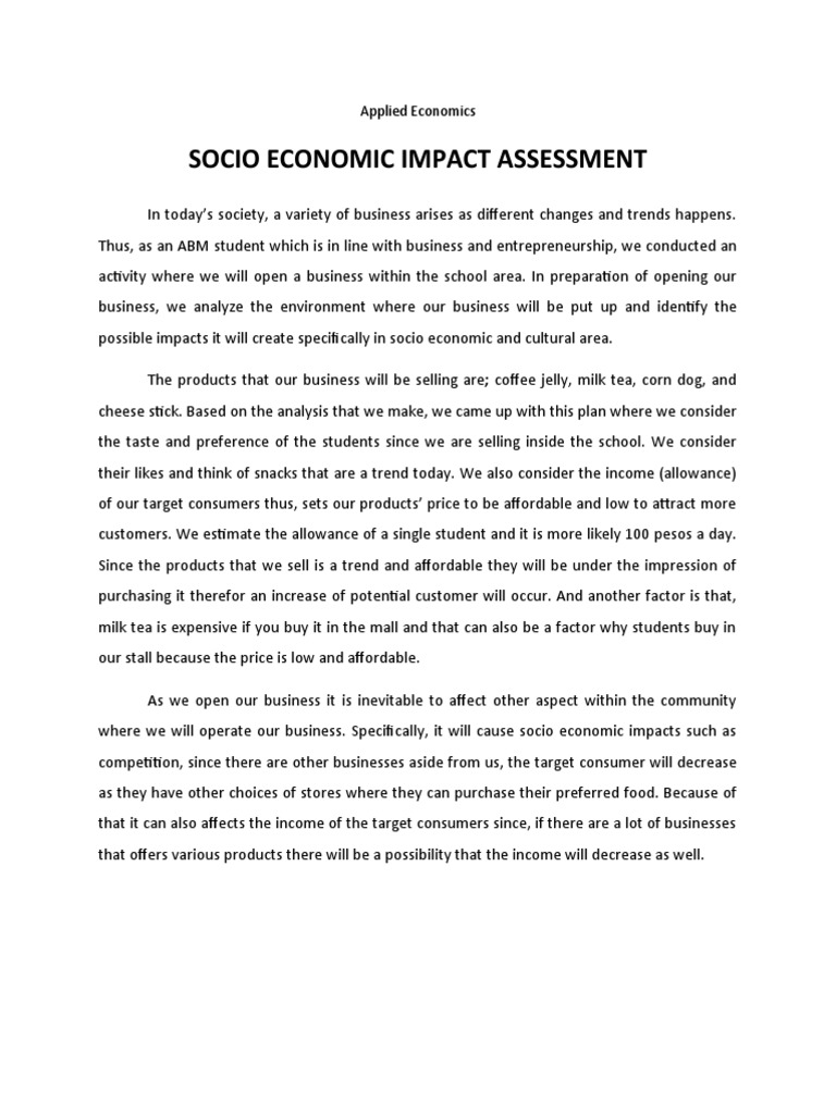 Socio Economic Impact Assessment: Applied Economics | PDF