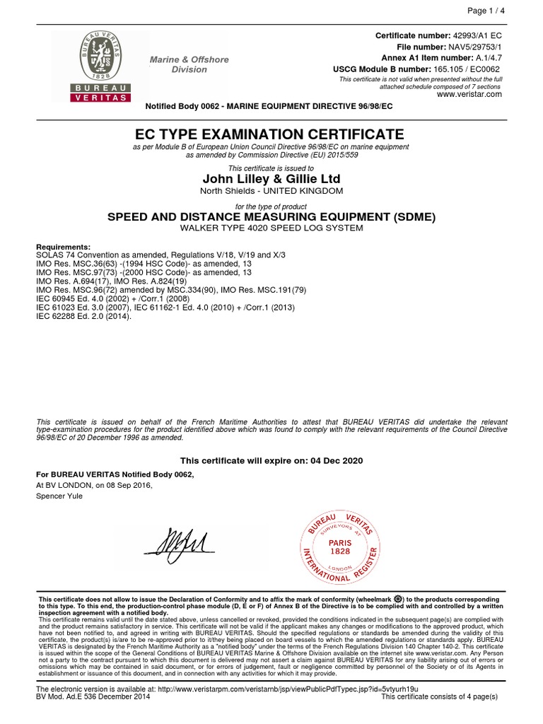 BV Type Approval 42993 - A1 - EC | PDF | Directive (European Union) | Business